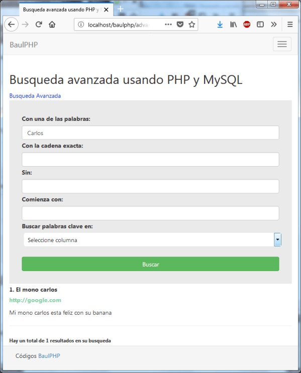 Búsqueda avanzada usando PHP y MySQLi » BaulPHP