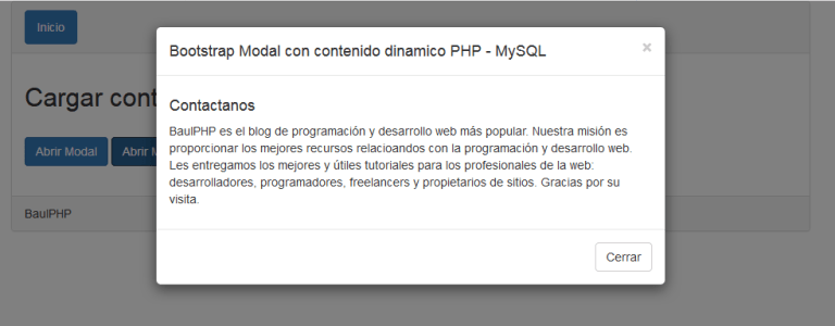 Cargar contenido dinámico en bootstrap modal PHP » BaulPHP