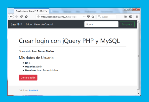 Crear login con jQuery PHP y MySQL » BaulPHP