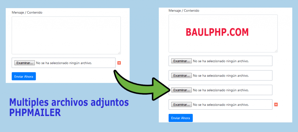 Enviar correos con PHPMailer y multiples archivos adjuntos » BaulPHP
