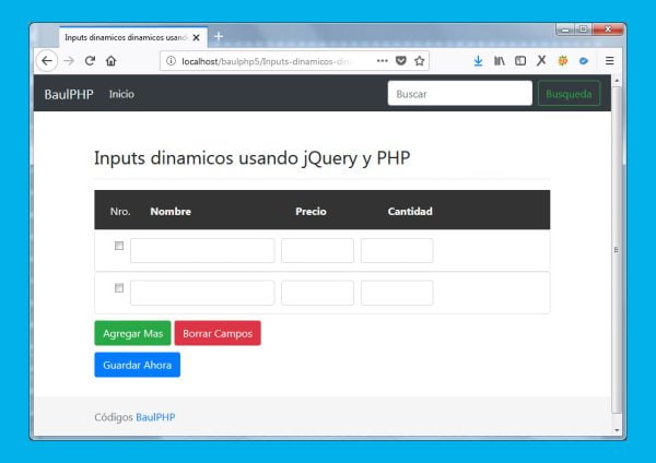 Inputs dinámicos usando jQuery y PHP » BaulPHP