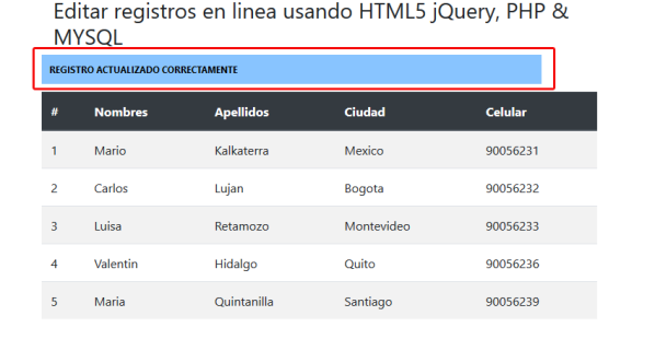 Editar registros en línea usando HTML5 jQuery, PHP & MYSQL » BaulPHP
