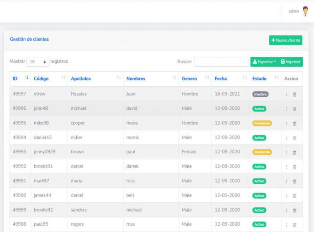 Datatables PDO usando Dropdown ServerSide, Responsiva » BaulPHP