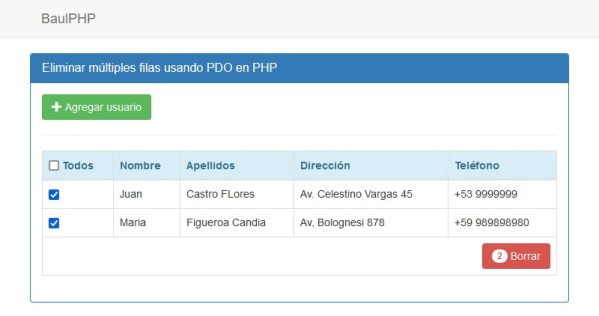 Eliminar múltiples filas usando PDO en PHP » BaulPHP