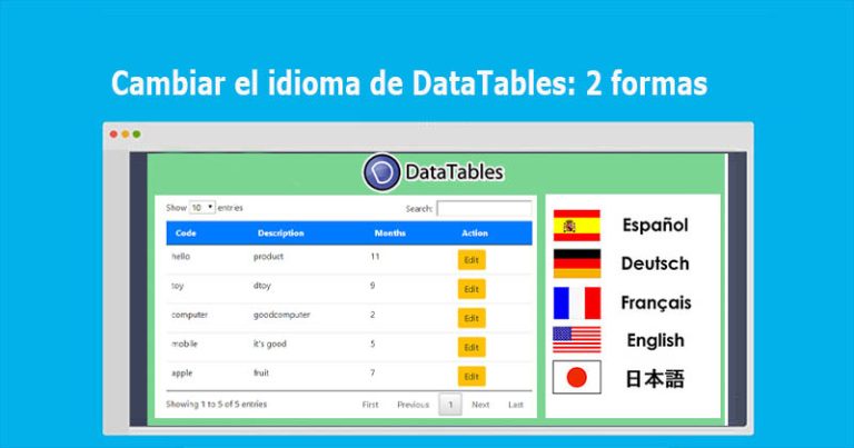 Cambiar el idioma de DataTables: 2 formas » BaulPHP