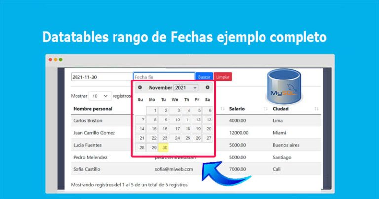 Datatables rango de Fechas ejemplo completo » BaulPHP