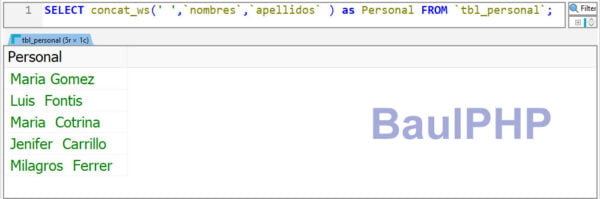 Concatenar campos en MySQL y PHP » BaulPHP