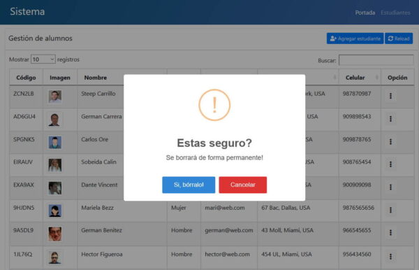 Crud PDO Datatables PDO, ServerSide, Responsiva y SweetAlert2 » BaulPHP